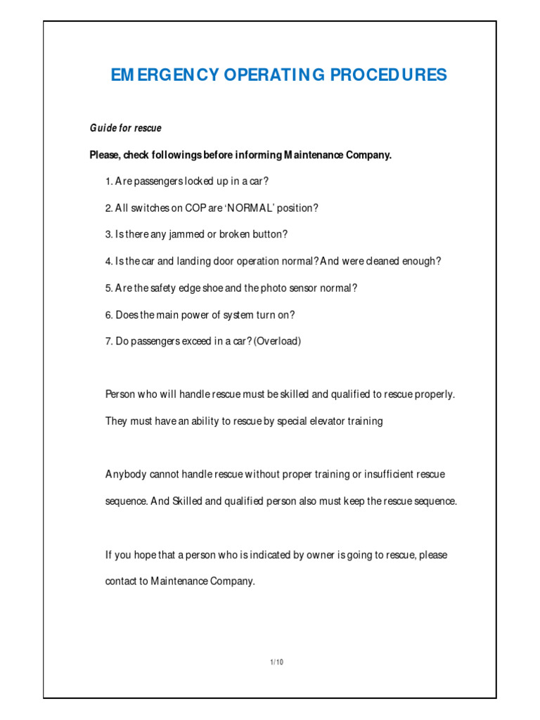 Section 3 Emergency Operating Procedures | PDF | Elevator | Door