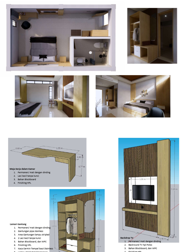 Desain Interior: Meja, Backdrop, dan Lemari | PDF