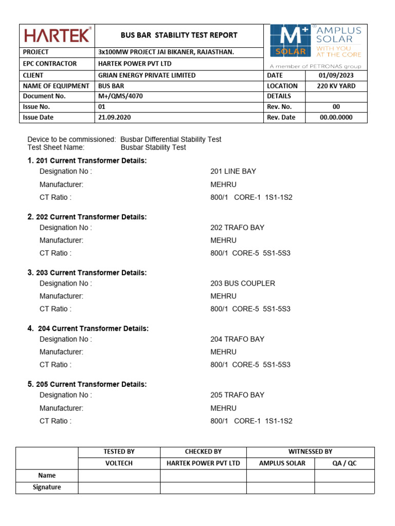 Busbar Stability Test | PDF | Electronics | Manufactured Goods