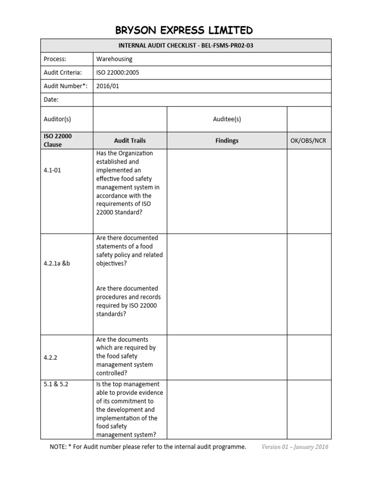 Warehouse Audit Checklist 2 | PDF | Audit | Internal Audit