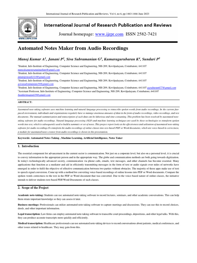 Automated Notes Maker From Audio Reccordings | PDF | World Wide Web ...