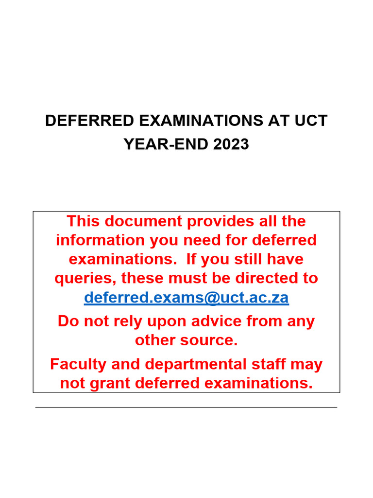 UCT 2023 Deferred Exam Guide | PDF