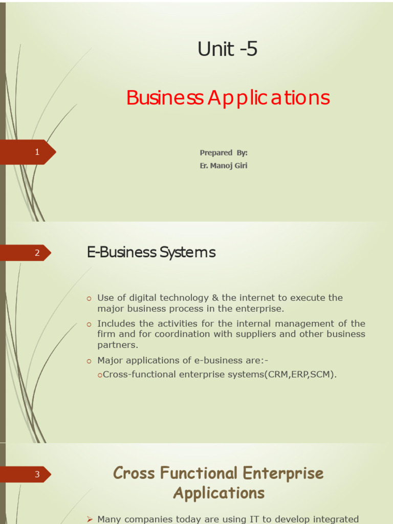 Business Applications of E-Business Systems | PDF | Customer Relationship Management | Supply ...