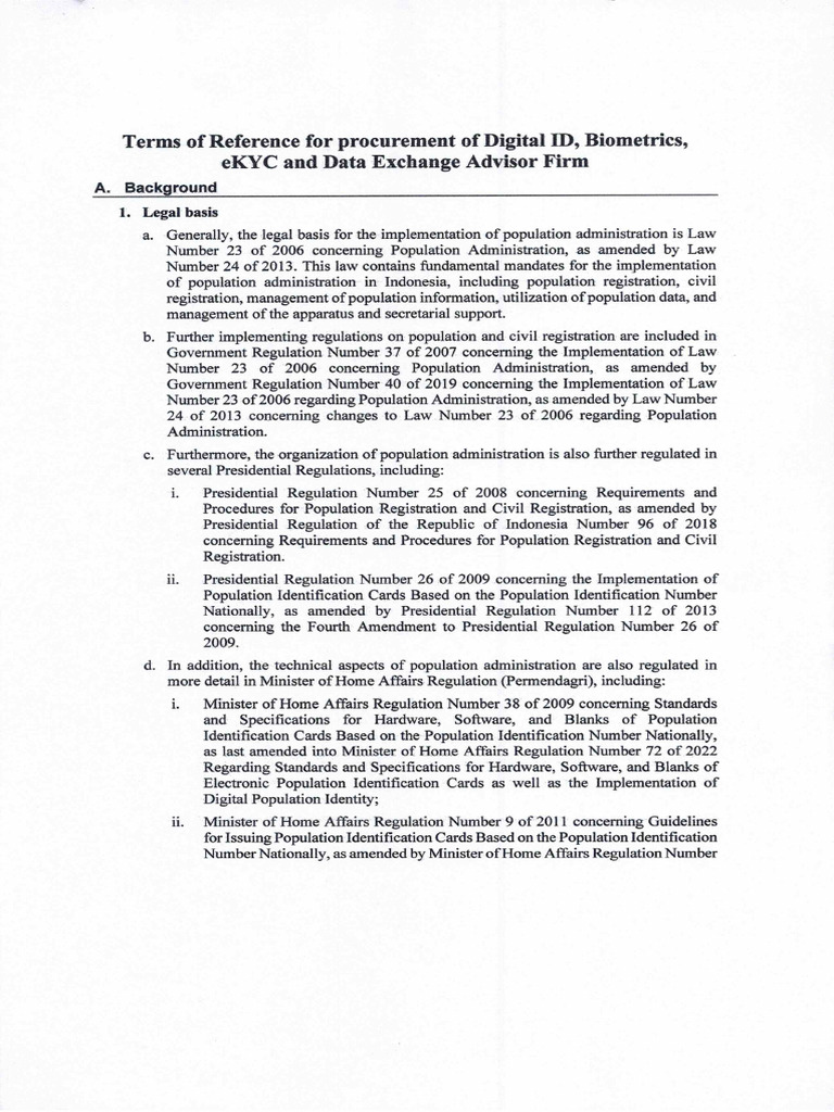 Term of Reference For Procurement of Digital ID - 0001 | PDF | Computer ...