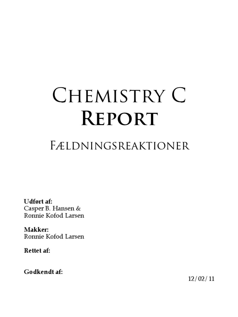 Chemistry Report - Fældningsreaktioner | PDF