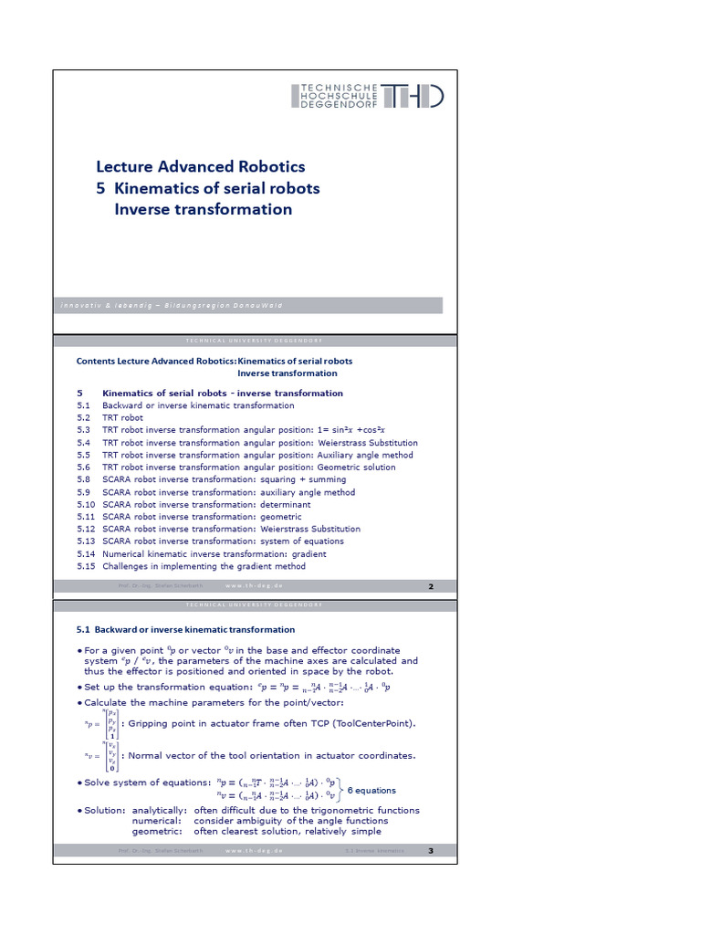 05 AdRob Inverse Kinematics of Serial Robots | PDF | Science & Mathematics