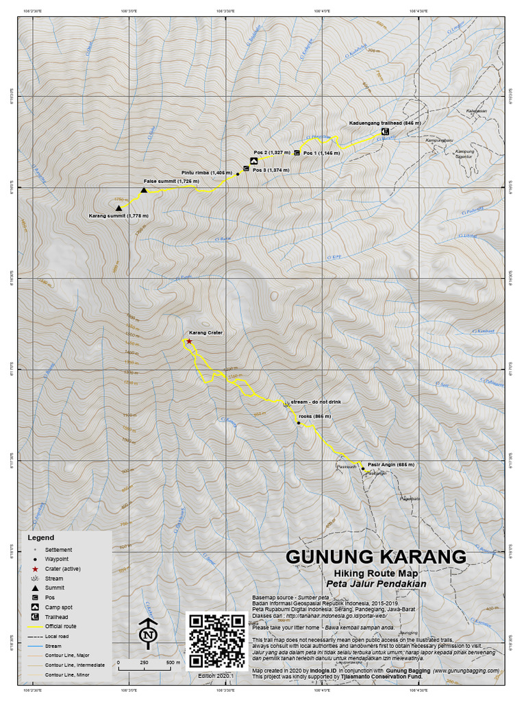 Peta Jalur Pendakian Gunung Karang | PDF