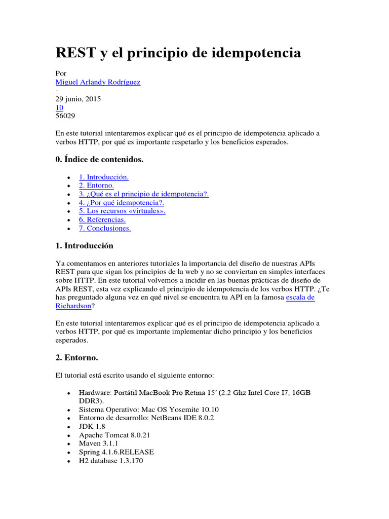 REST y El Principio de Idempotencia | PDF | Servidor (Computación ...