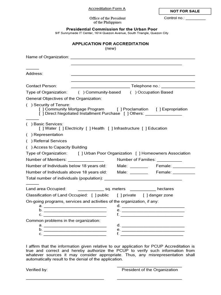 PCUP Accreditation Application Form | PDF | Business