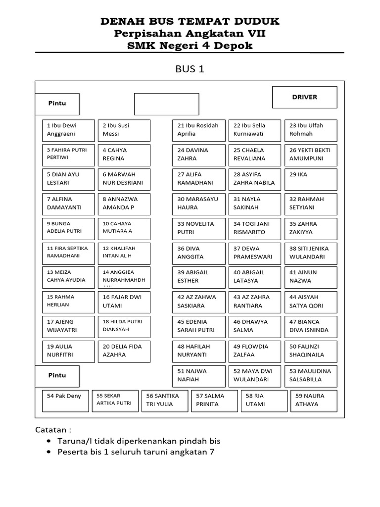 Denah-Bus-Tempat-Duduk_bandung | PDF