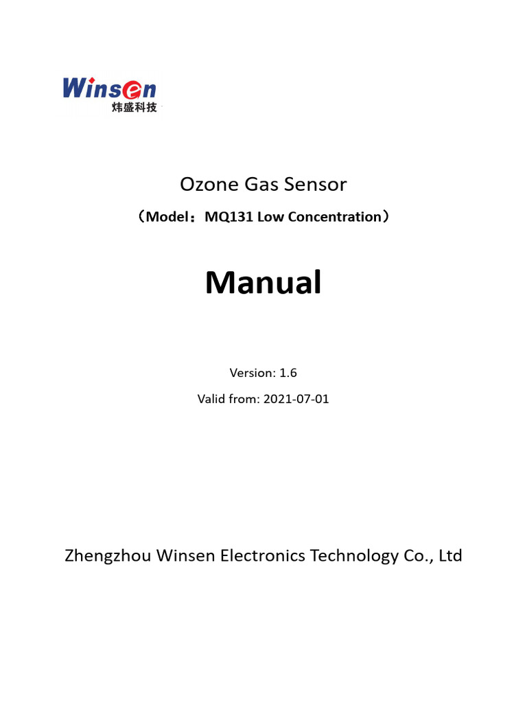 Manual: Ozone Gas Sensor | PDF | Ozone | Sensor