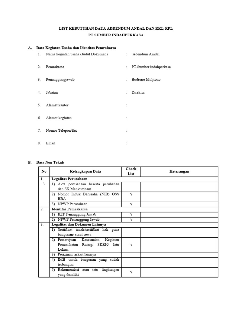 Data Amdal PT Sumber Indahperkasa | PDF