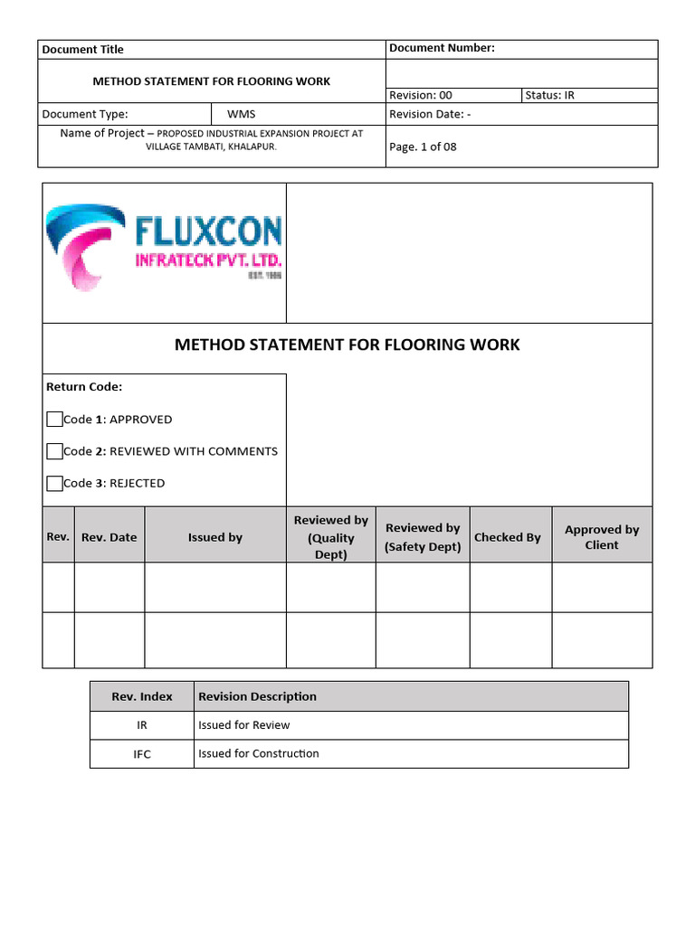 Flooring Work Method Statement Guide | PDF | Personal Protective ...