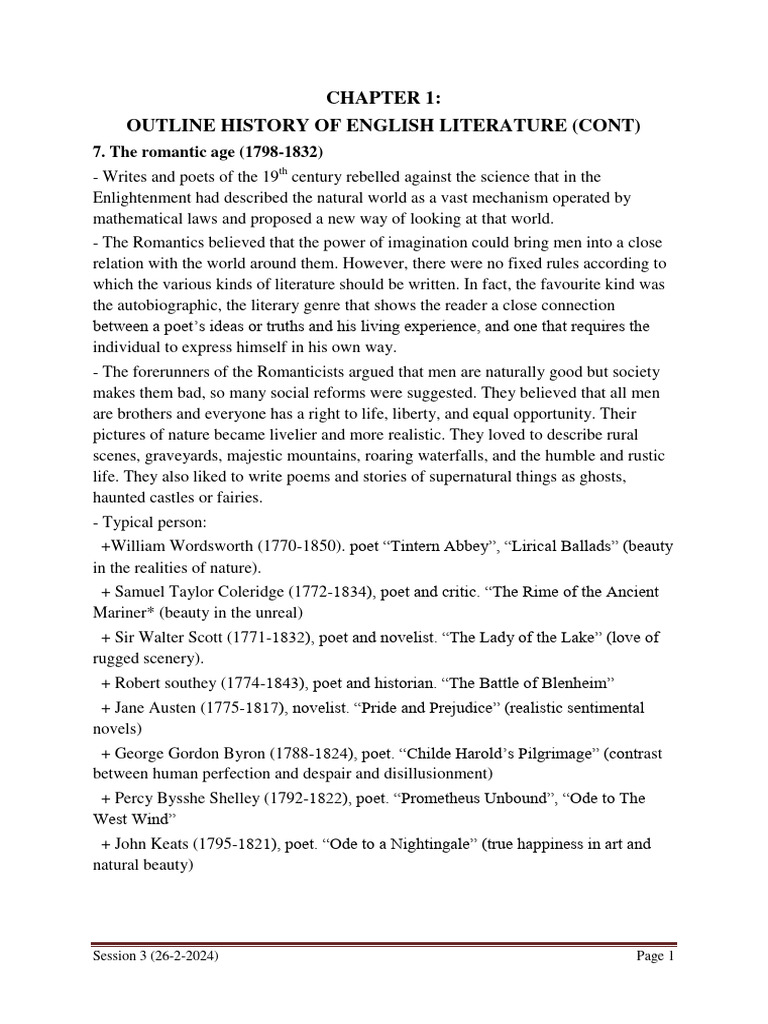 Overview of English Literature History | PDF | Romanticism | English ...