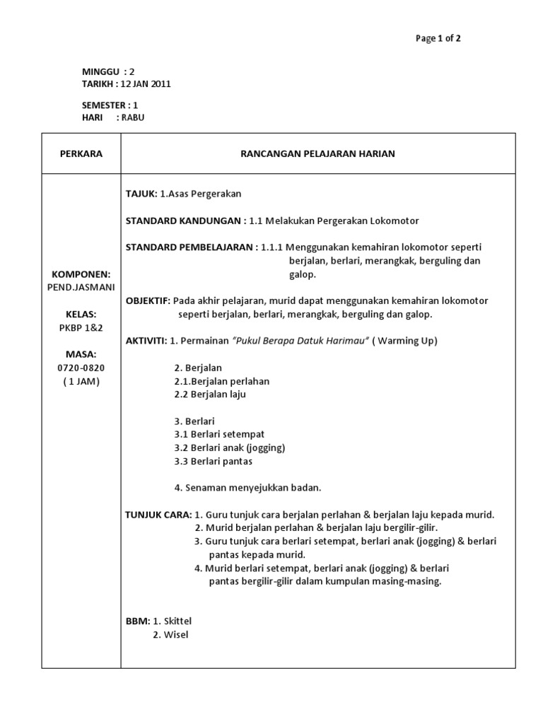 RPH PJK - Pukul Berapa Datuk Harimau | PDF