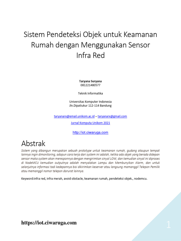 Sistem Pendeteksi Objek Untuk Keamanan Rumah Dengan Menggunakan Sensor ...