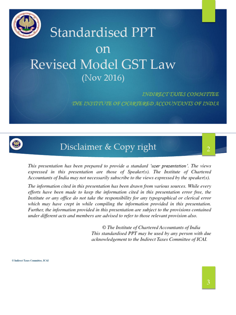 Standardised PPT On Revised Model GST Law | PDF | Taxes | Government ...
