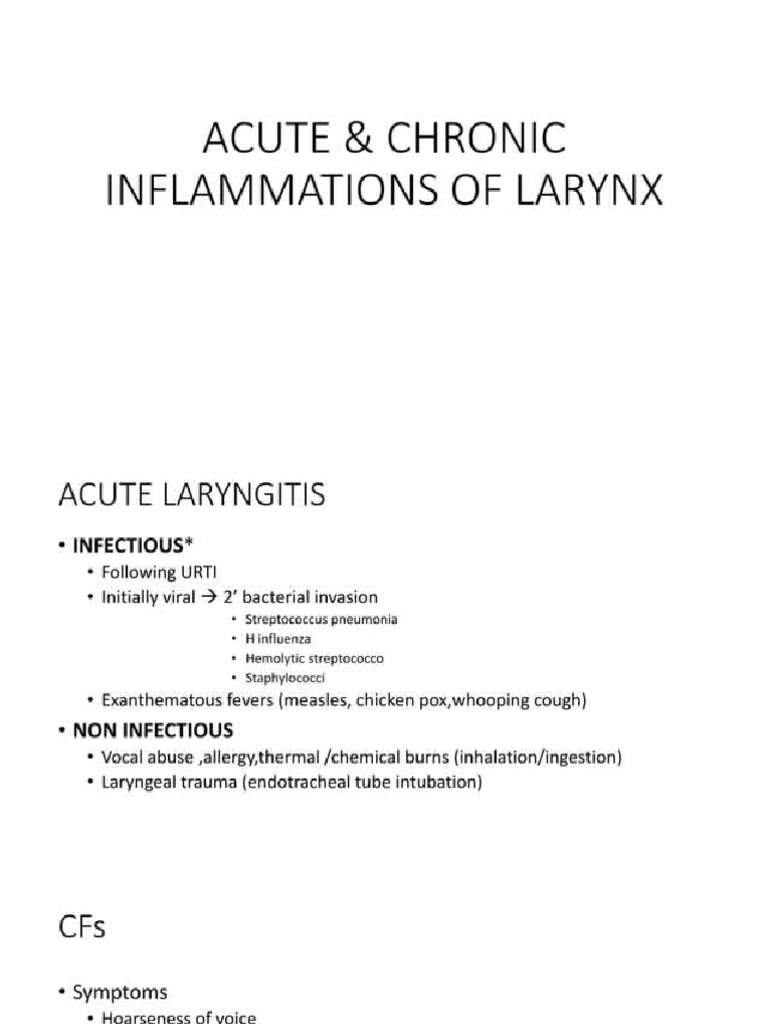Acute & Chronic Inflammations of Larynx Clinical Features Treatment ...