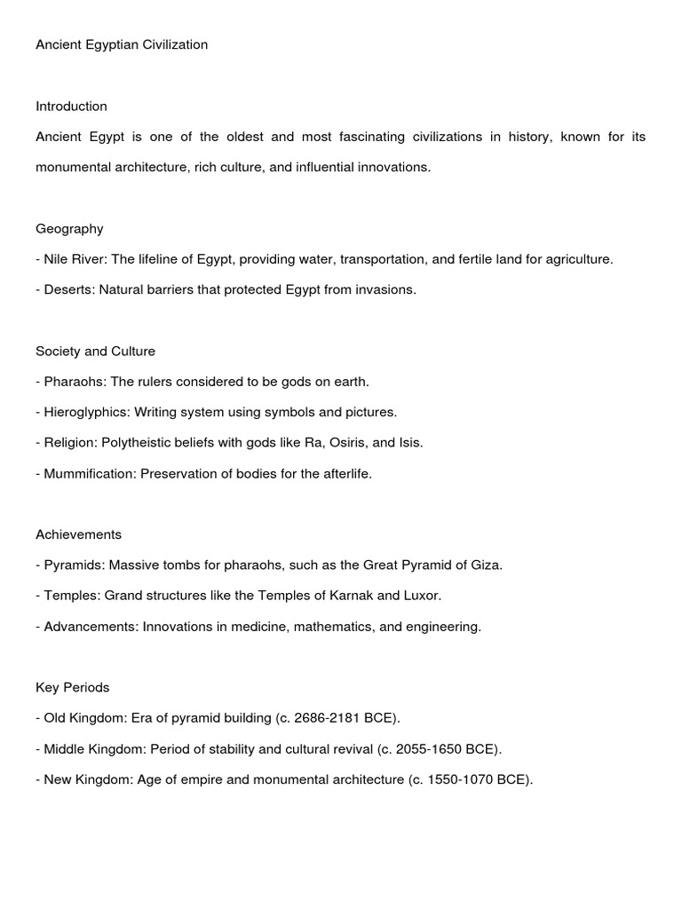 Ancient Egyptian Civilization | PDF