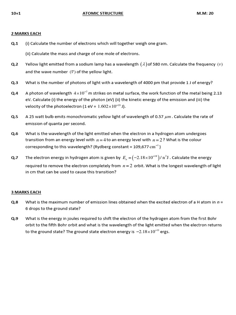 Atomic Structure Calculations and Problems | PDF