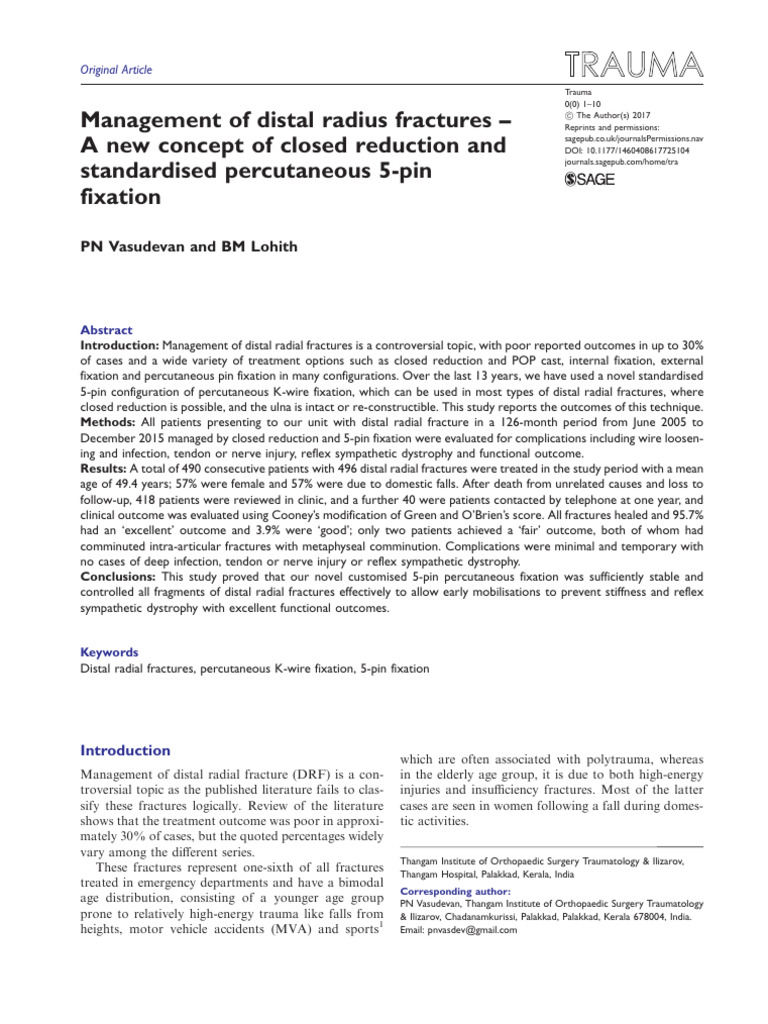 Distal Radius - 5 Pins Technique | PDF | Limbs (Anatomy ...