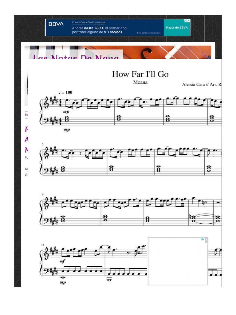 Partitura Piano "Que Hay Más Allá" | PDF