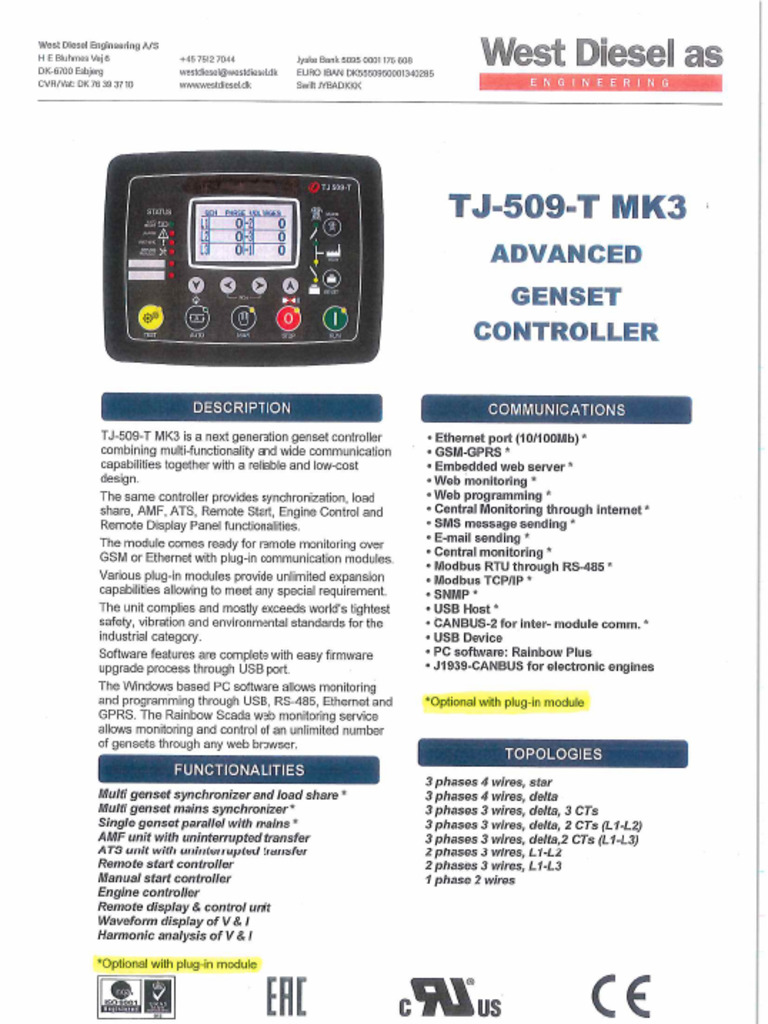 Control Panel (TJ509-T MK3) Spec | PDF