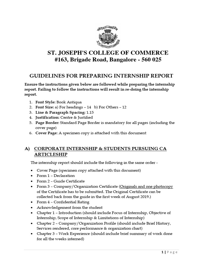 Internship Report Guidelines | PDF | Internship | Job Hunting