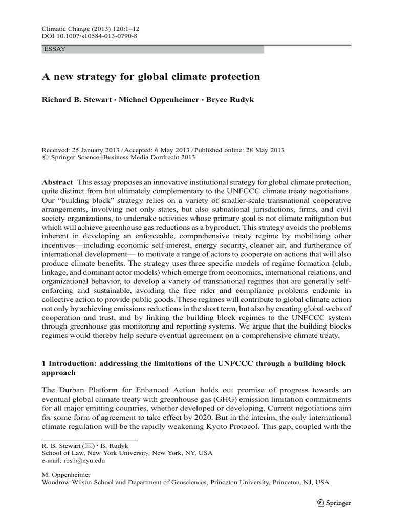 A New Strategy For Global Climate Protection | PDF | Climate Change ...