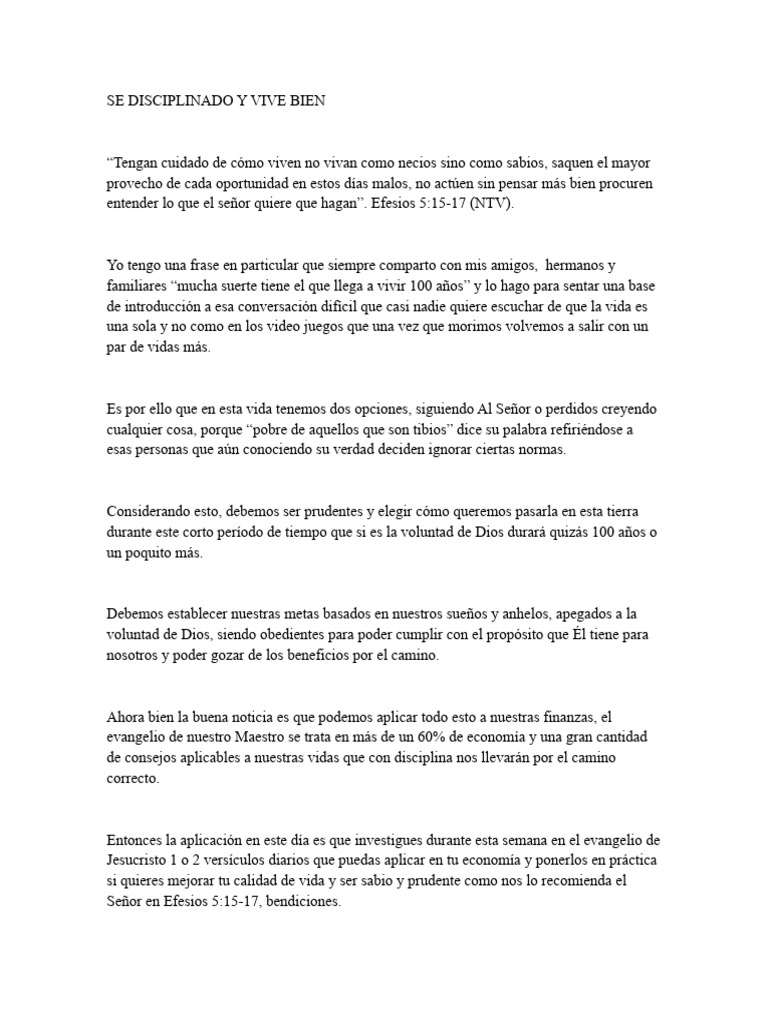 Se Disciplinado y Vive Bien | PDF
