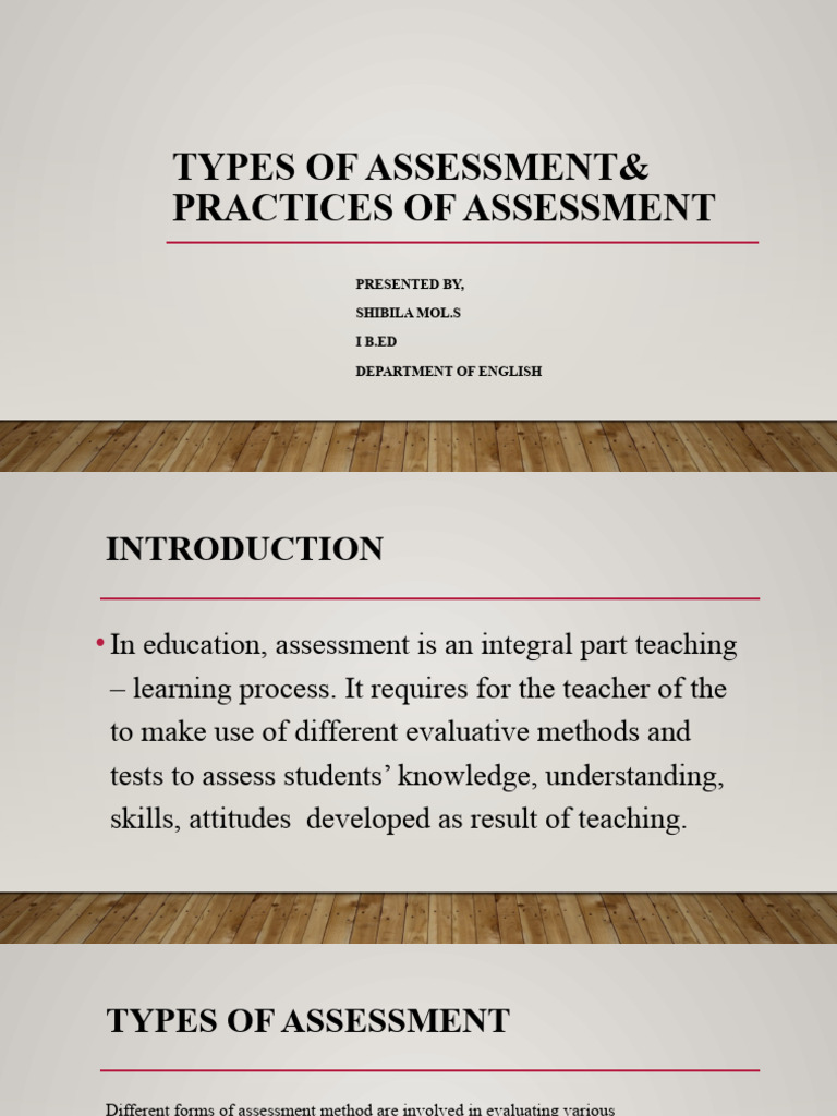 Types of Assessment ^0 Practices of Assessment | PDF | Educational ...