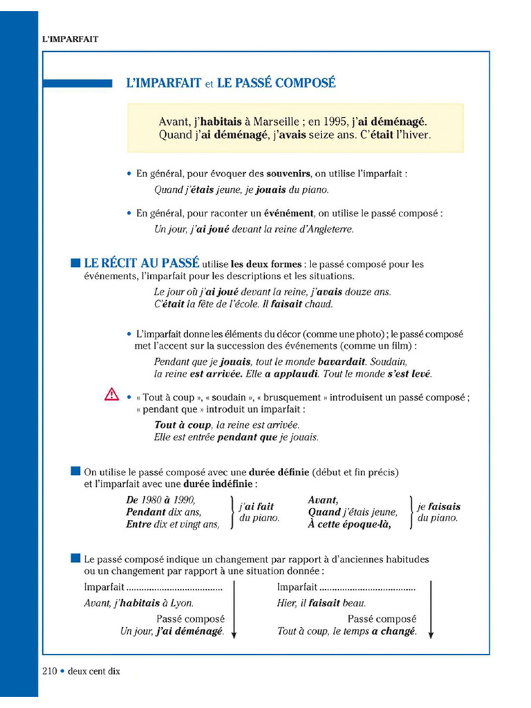 Passé Composé Et Imparfait | PDF