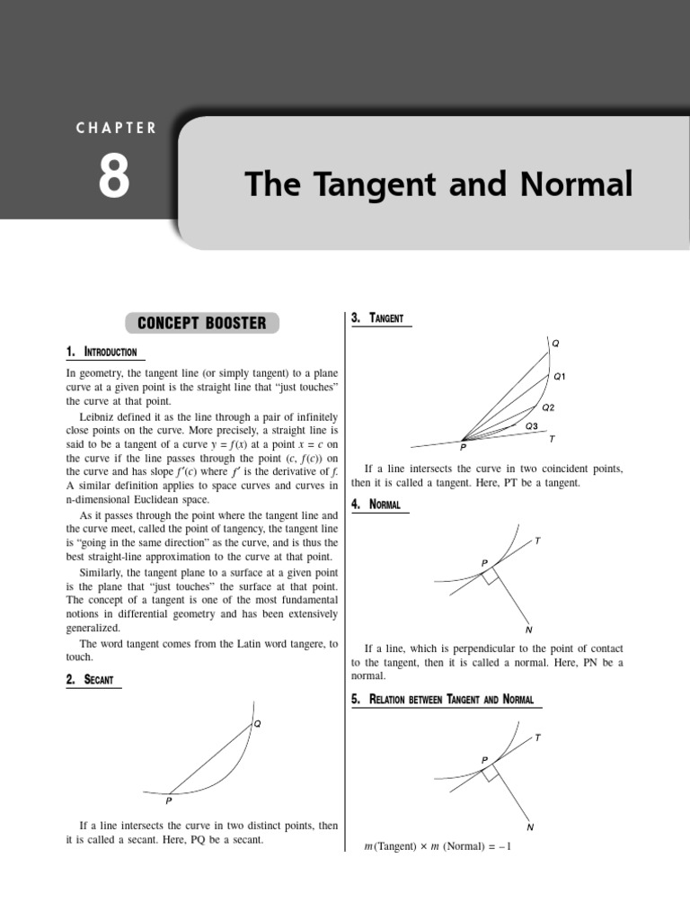 Tangets and Normal | PDF | Tangent | Line (Geometry)