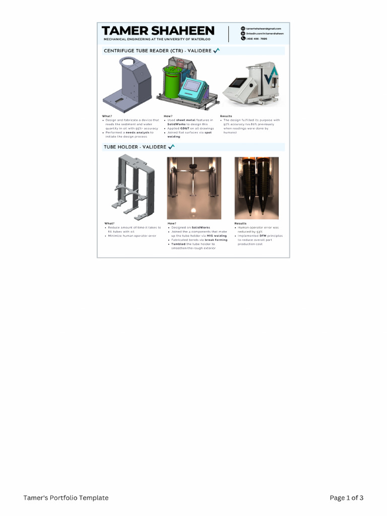 Tamer's Portfolio Template | PDF