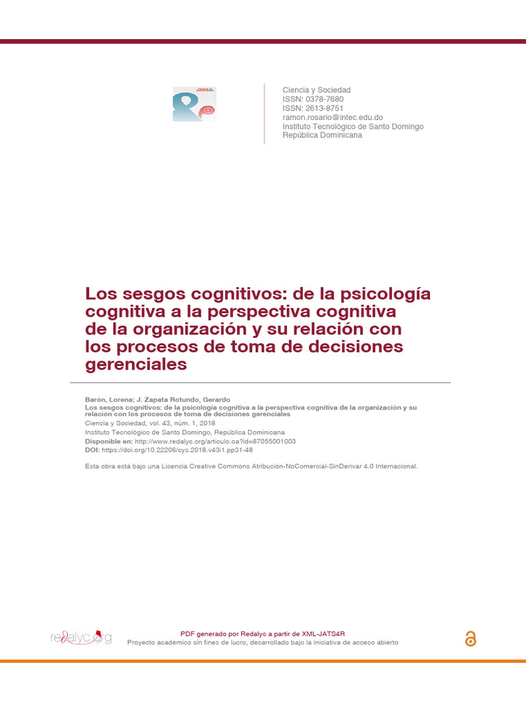 Sesgos Cognitivos y Decisiones Gerenciales | PDF | Racionalidad ...