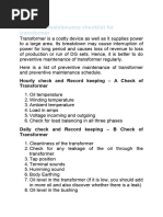Transformer Preventive Maintenance Checklist | PDF | Transformer | Electrical Equipment