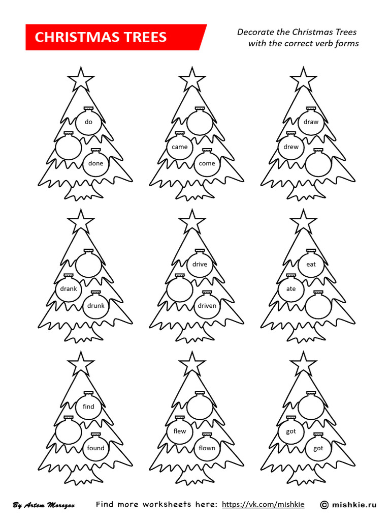Christmas Tree Verb Form Worksheet | PDF