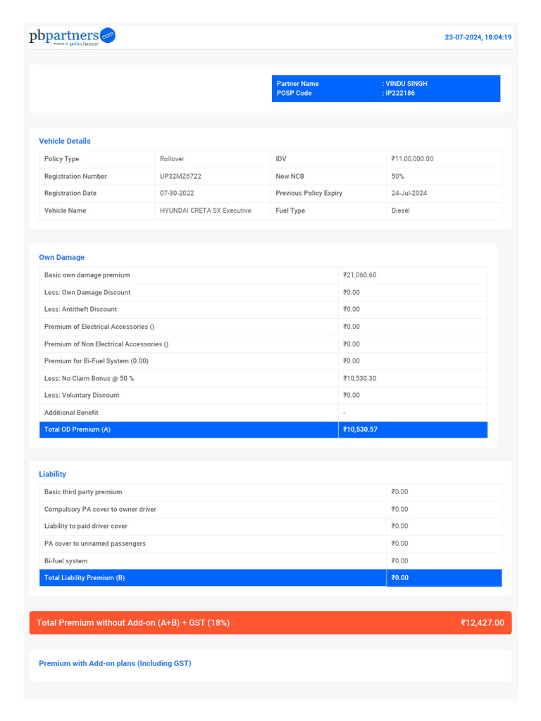 SBI GENEREL QUOTATION | Download Free PDF | Insurance | Transport