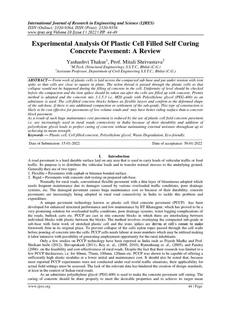 Plastic Cell Filled Concrete Pavement | PDF | Concrete | Road Surface