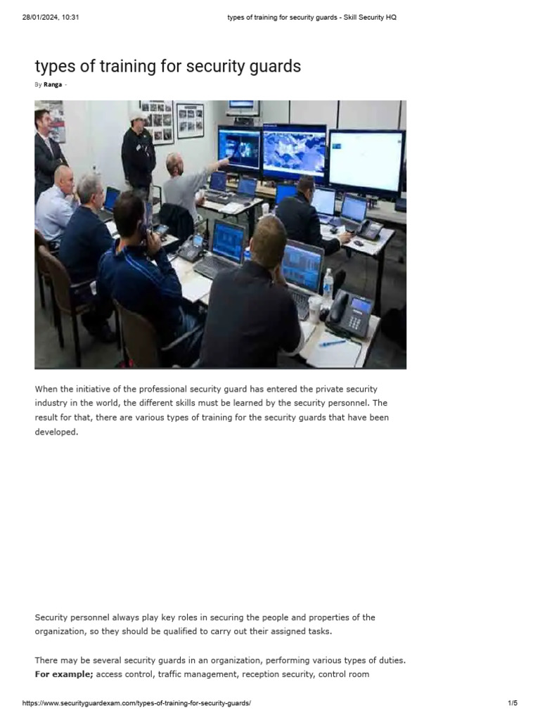 Types of Training For Security Guards - Skill Security HQ | PDF | Security Guard | Safety