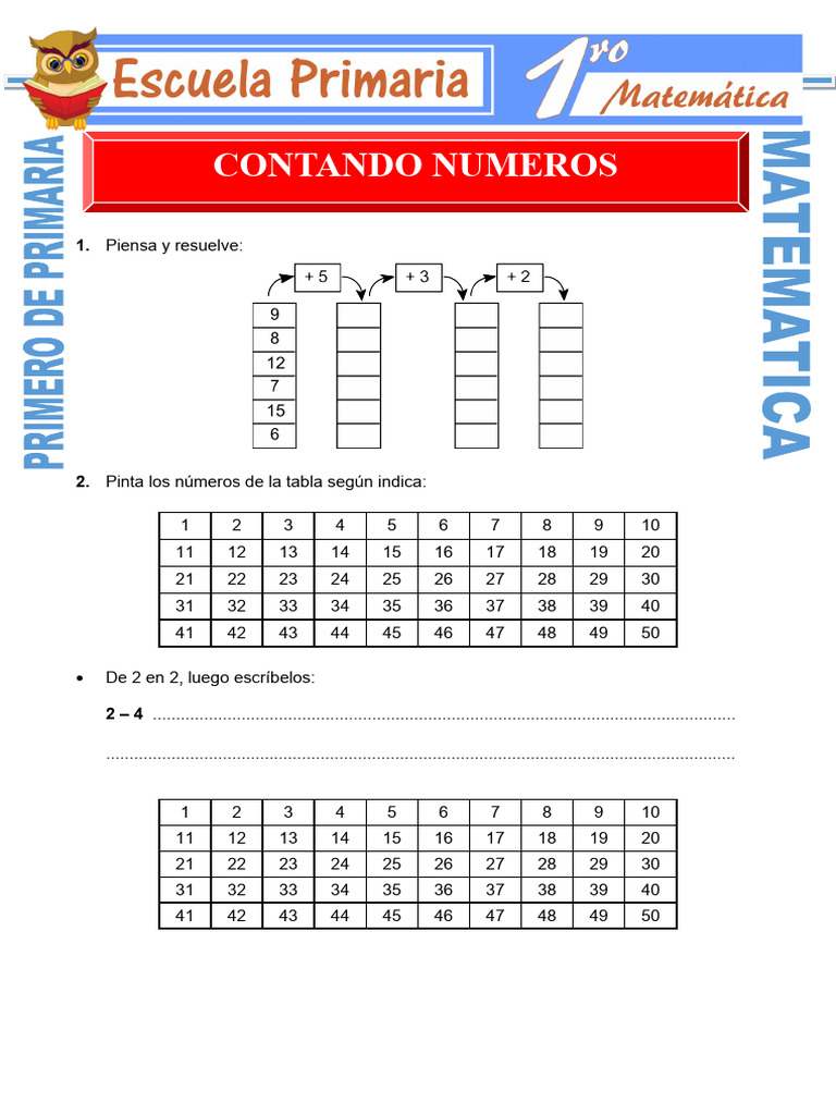 Contando-Numeros-para-Primero-de-Primaria | PDF