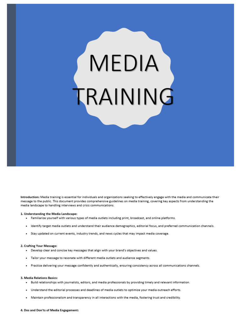 Media Training Document | PDF | Media (Communication) | Social Media