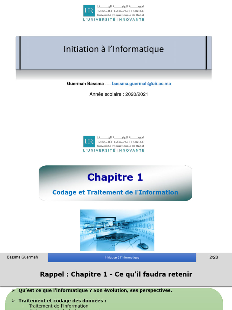 Chapitre1 Part2 2020 | PDF | Codage des caractères | ASCII