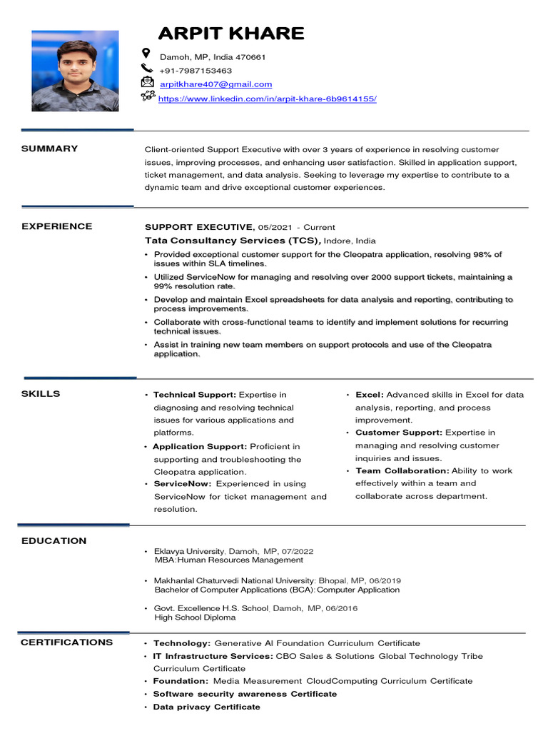 Arpit Khare's CV | PDF | Application Software | Microsoft Excel