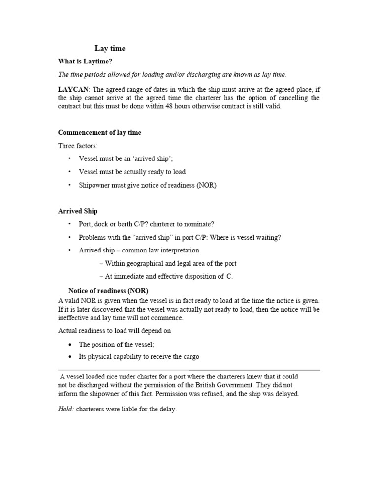 Lay Time | PDF | Shipping