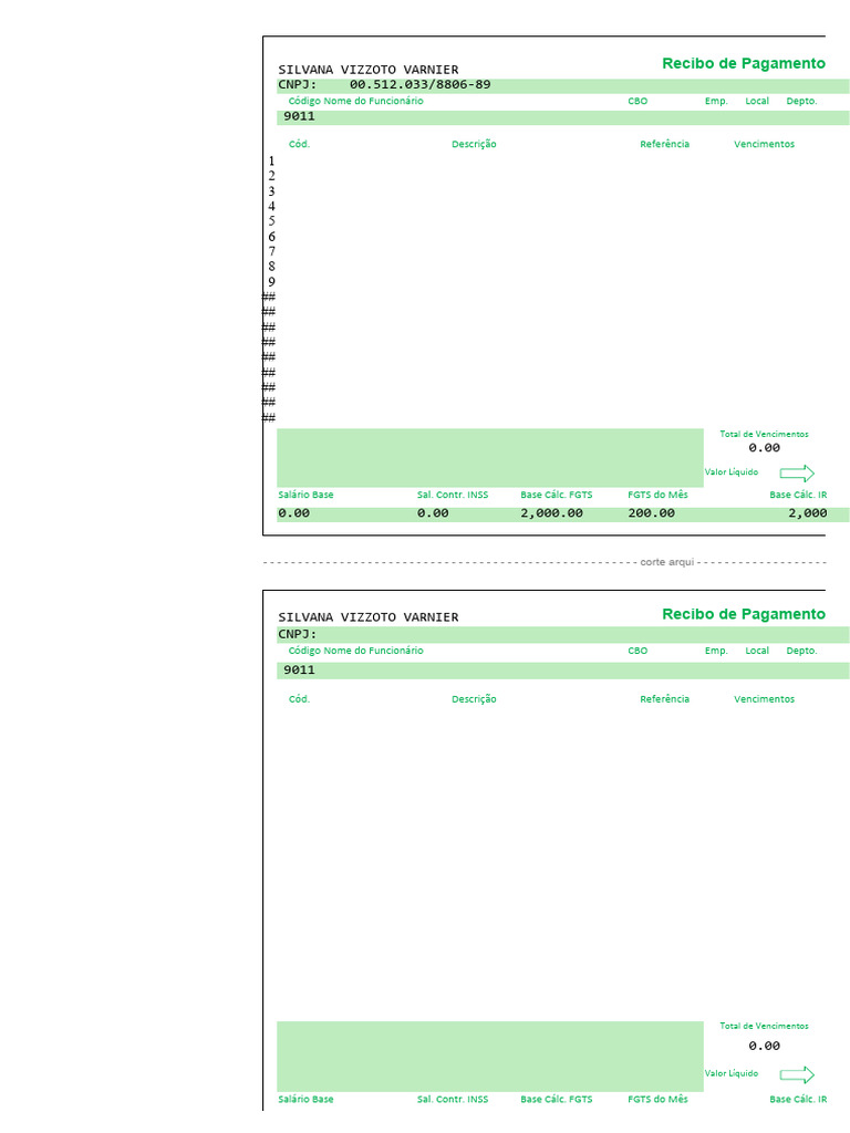 Modelo de Holerite e Recibo Gratis | PDF