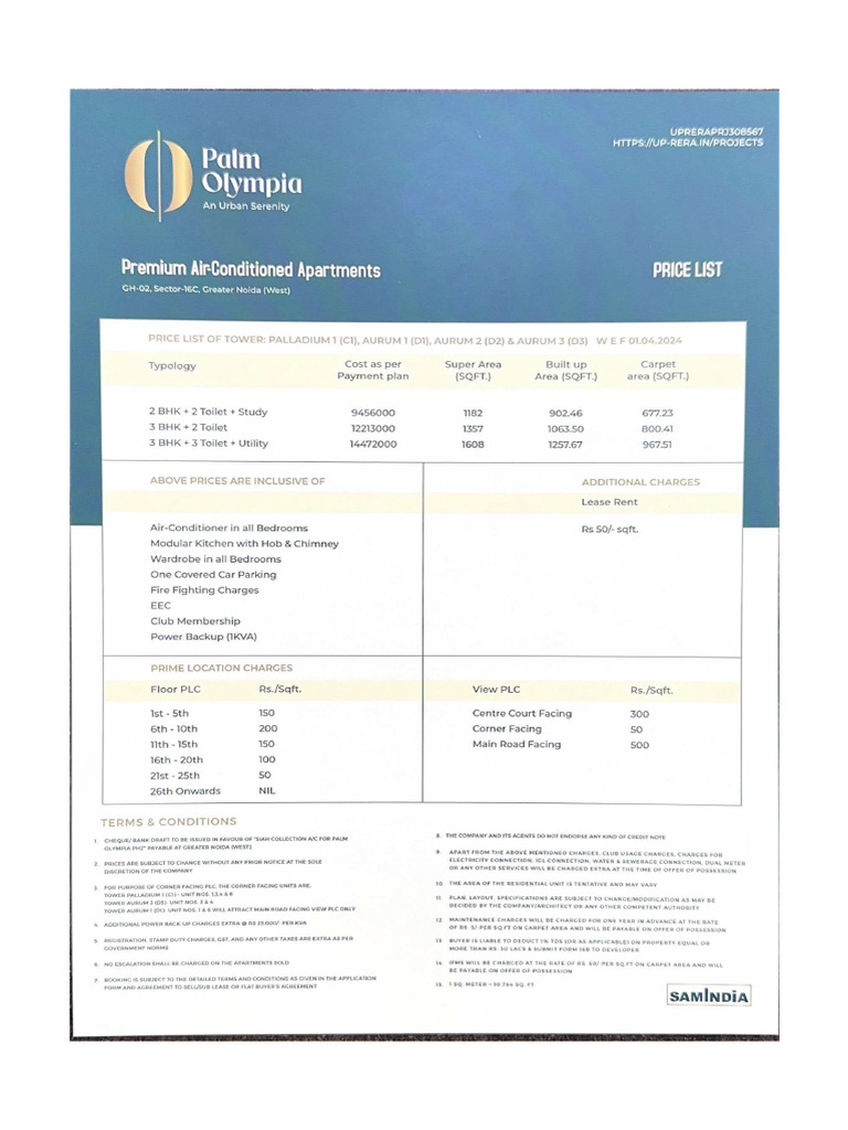 Palm Olympia Price list | PDF