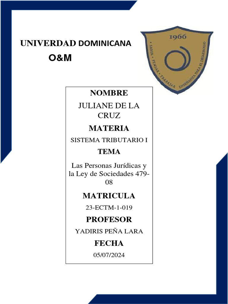 Personas Jurídicas y Ley 479-08 Dominicana | PDF | Sociedad de ...