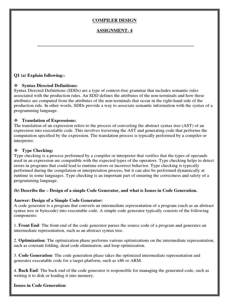 Assignment 4 (CD) | PDF | Program Optimization | Compiler Assignment 4 (CD) | PDF | Program Optimization | Compiler