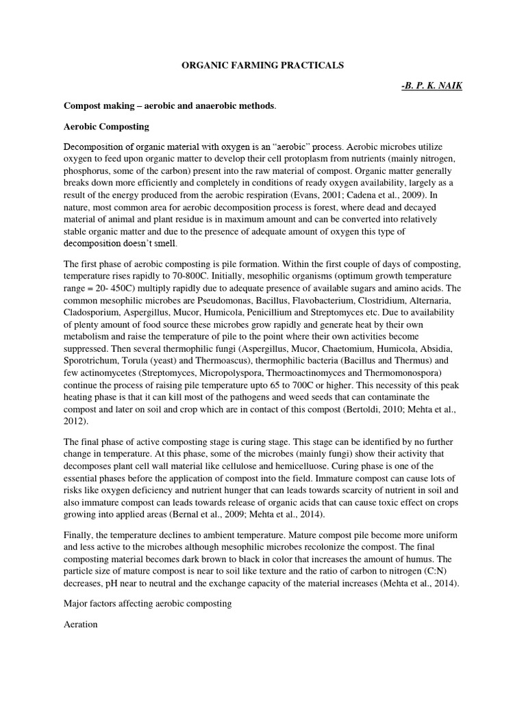 Organic Farming Practicals | PDF | Compost | Anaerobic Digestion